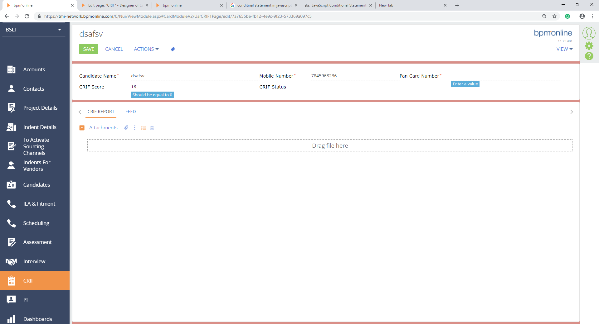 Score validation | Community Creatio